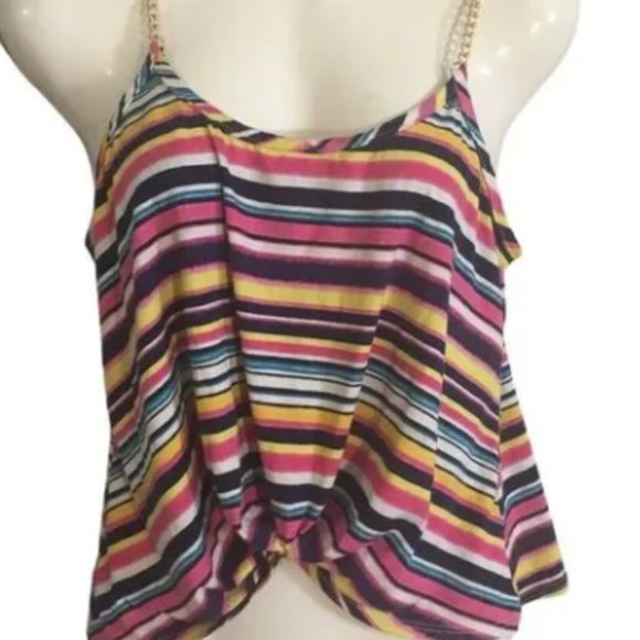 Picky Girl | Tops | Womens Multicolored Gold Toned Chain Straps Top Sz ...